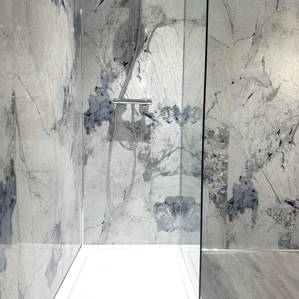 Blue Mystic Marble 1000mm Wide PVC Shower Wall Panel 1m x 2.4m Wet Wall ...