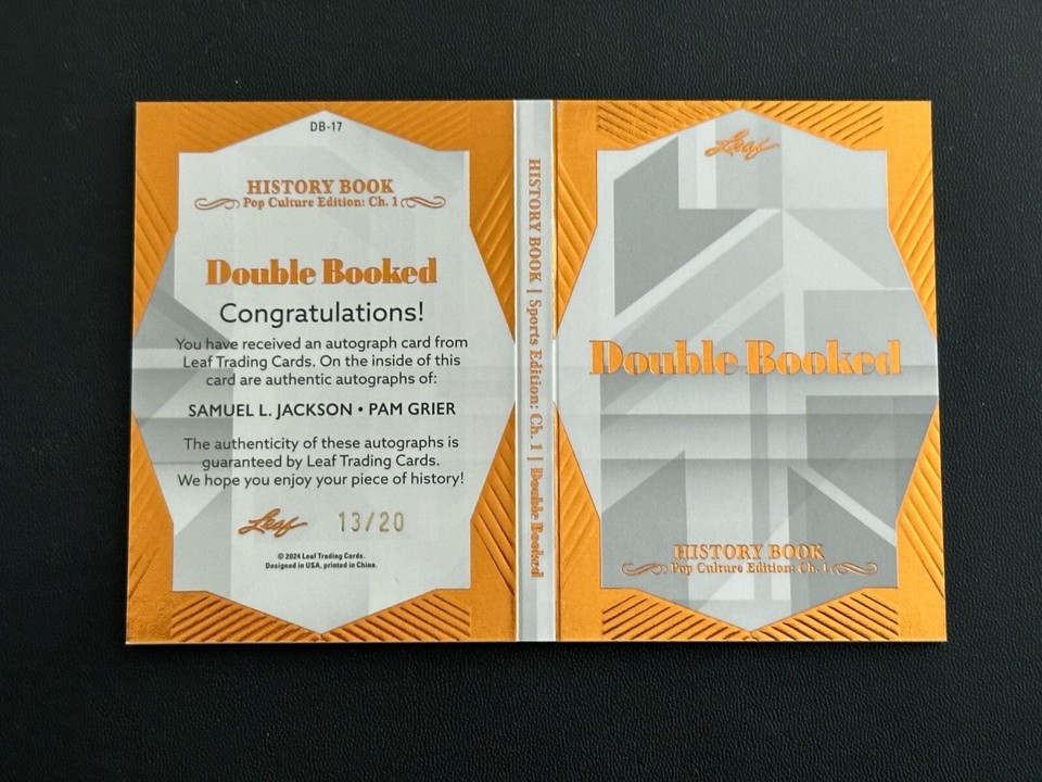 SAMUEL L. JACKSON * GRIER 2024 LEAF HISTORY BOOK DUAL AUTO 13/20 JACKIE ...