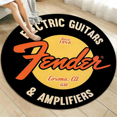 Fender Guitar Rock Round Carpet Area Rug Fannel Floor Mat Home Music ...