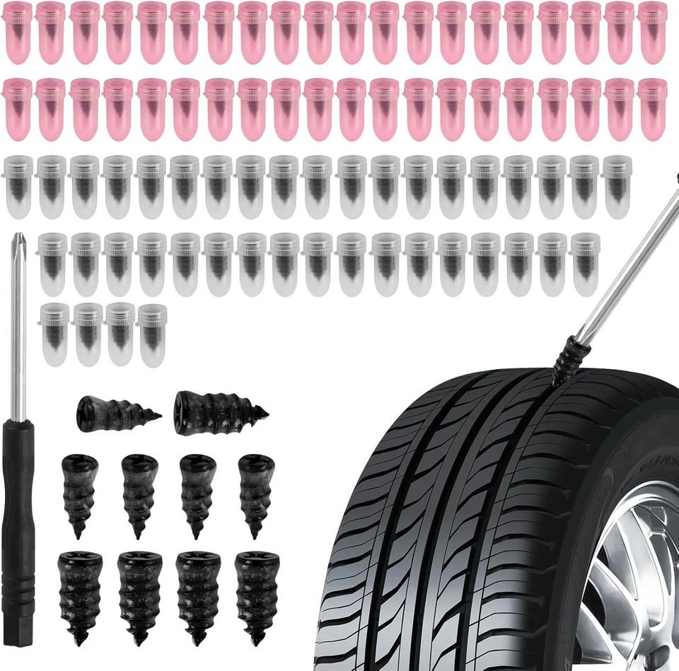 60 Pcs Tire Repair Rubber Nail Screw Tire Plugs Quick Puncture for Car ...