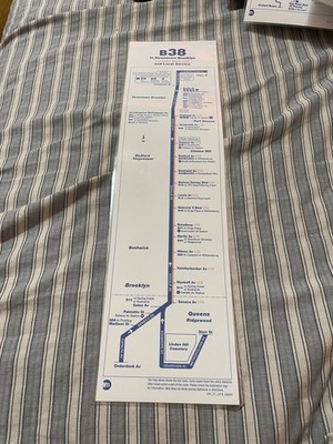 MTA NYCT B38 Local/Limited Bus Stop Sign Laminated Route Map Sheet 6” x ...