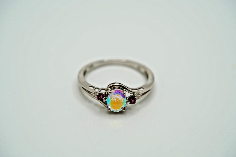 Sterling Silver Rainbow Mystic Topaz Garnet Chuck Clemency Ring Size 11 ...