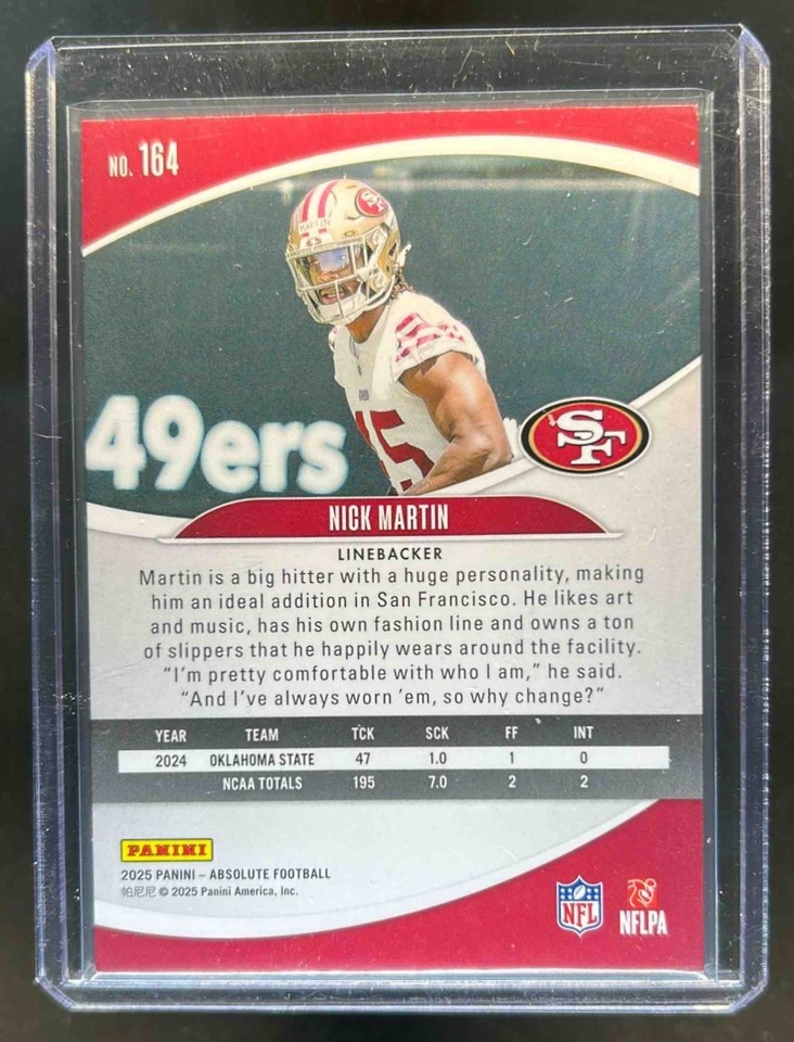 2025 Absolute Nick Martin Rookies RC Spectrum Red Rookie #41/199 49ers ...