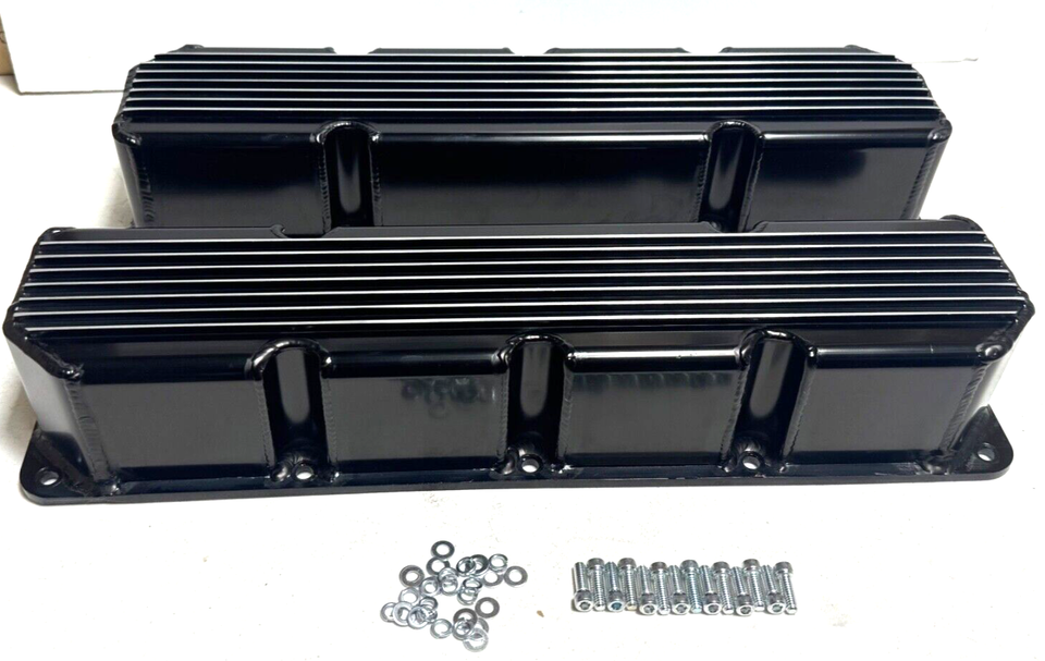 Jeep AMC 1976-1987 Black Fabricated Aluminum Fin Valve Covers V8 304 ...