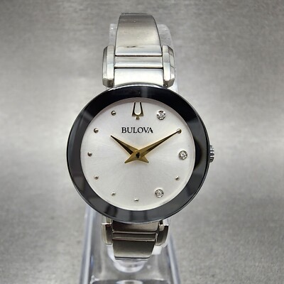 Bulova Marc Anthony Watch Women 26mm White Dial Silver Tone Diamond ...