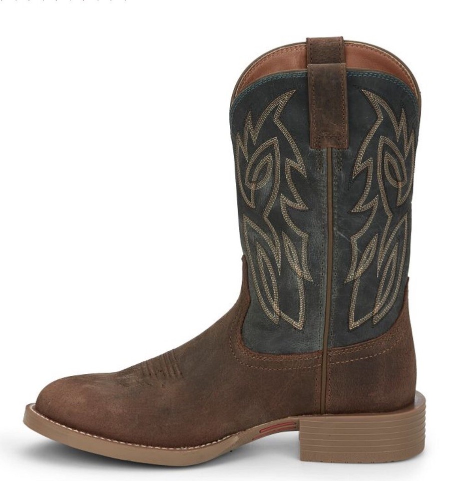 MEN'S 12D JUSTIN SE7533 RENDON BARNWOOD BROWN ROUND TOE WESTERN COWBOY ...