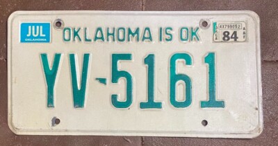 Oklahoma 1984 OKLAHOMA COUNTY License Plate # YV-5161 | eBay