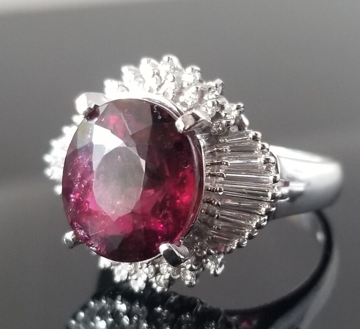 Gorgeous Vintage Rich Pink Tourmaline VS Diamond Platinum ring | eBay