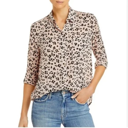 Rails Anna Rose Floral Animal Cheetah Print Button Up Shirt Blouse 3/4 ...
