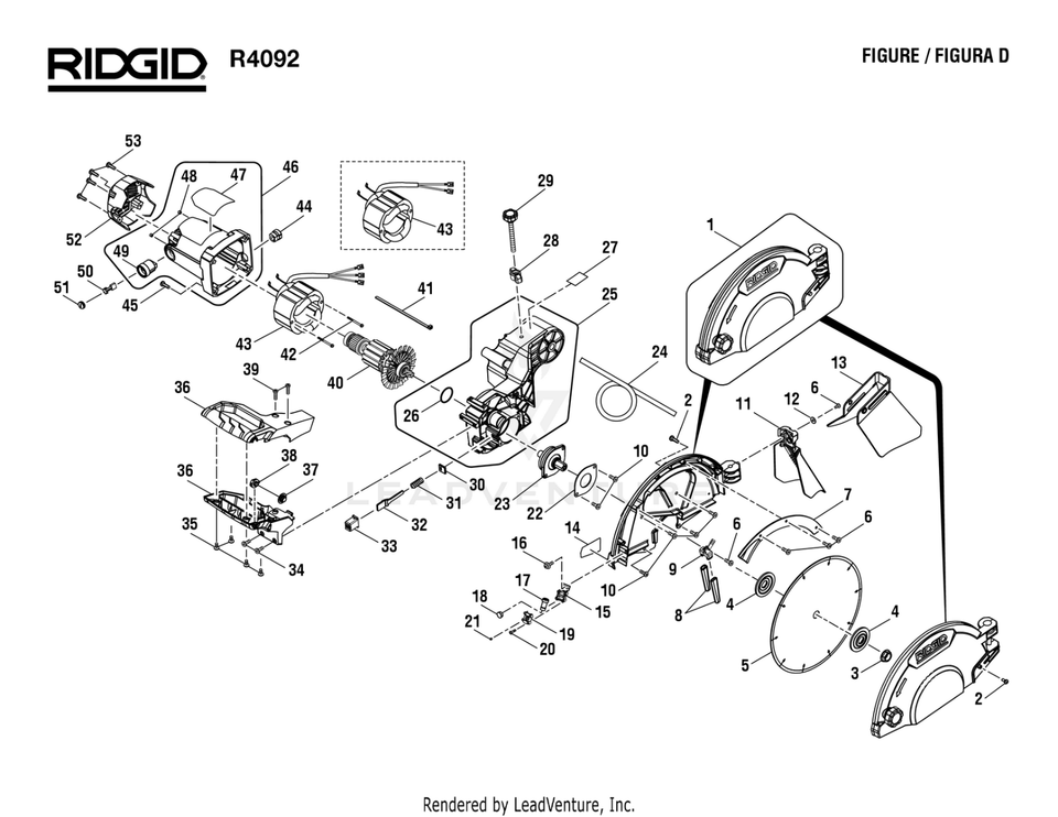 Genuine Ridgid Blade Arbor 089041034714 for 10" Tile Saw R4092 Part ...