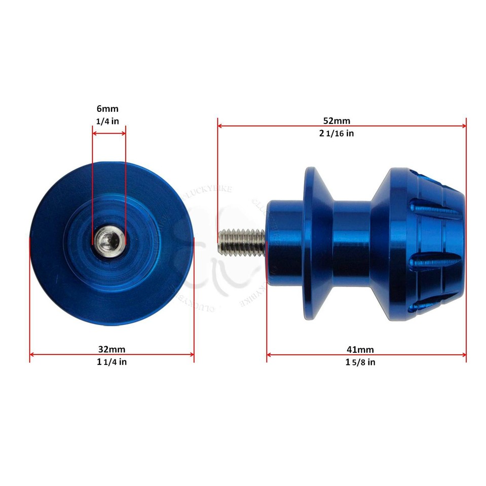 Envy Swingarm Stand Spools Blue For Yamaha YZF R6 R1 Mount 6mm Slider ...
