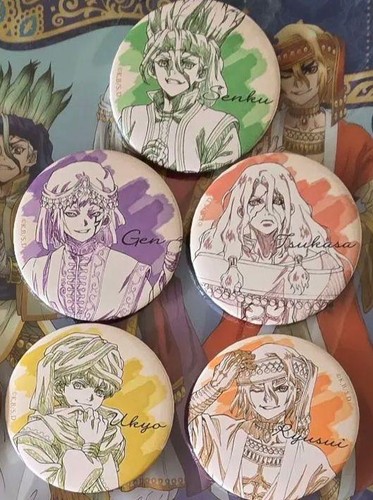 Dr STONE Happiness Arabian Can Badge Set Anime Characters Japan | eBay