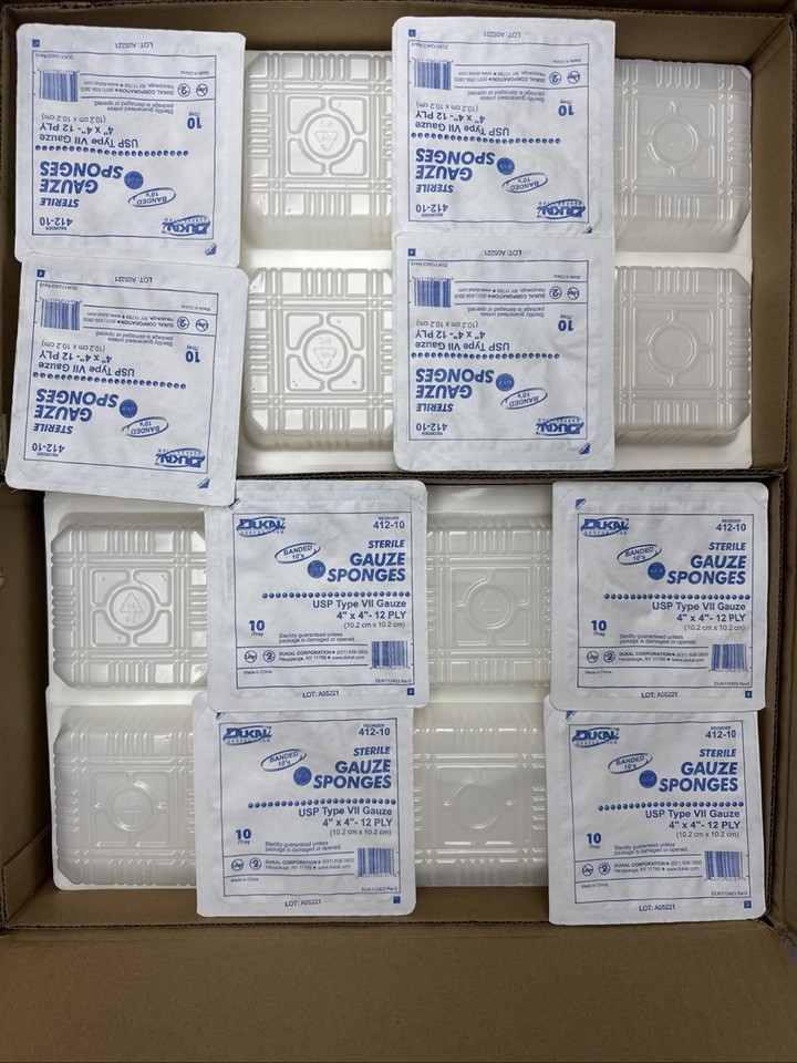 Dukal 412-10 - 4x4 Sterile Gauze Sponges, 12 Ply Banded 10s, 128 Packs ...