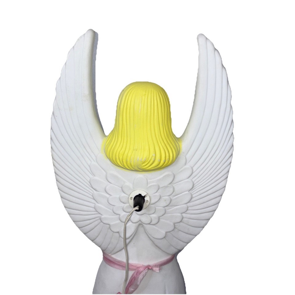 Vtg Christmas Angel 1988 Union 30" Light Up Angel Blow Mold Blue Wing ...