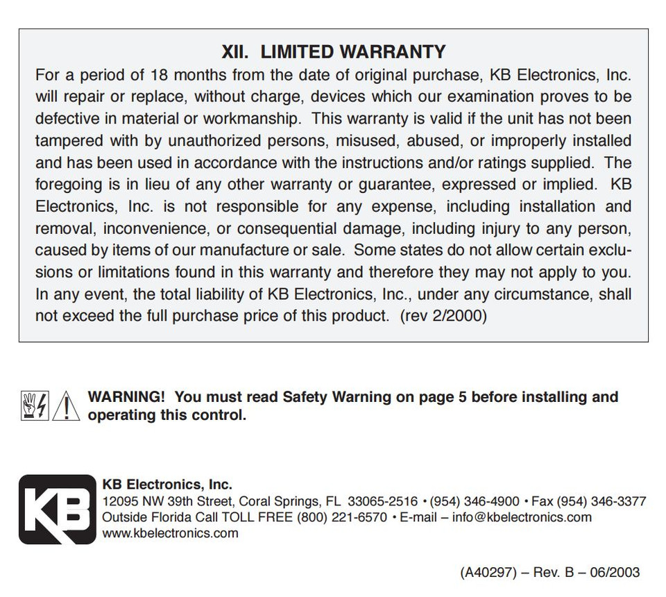 KB Electronics KBWS-25D PWM DC motor control chassis mounted whisper ...
