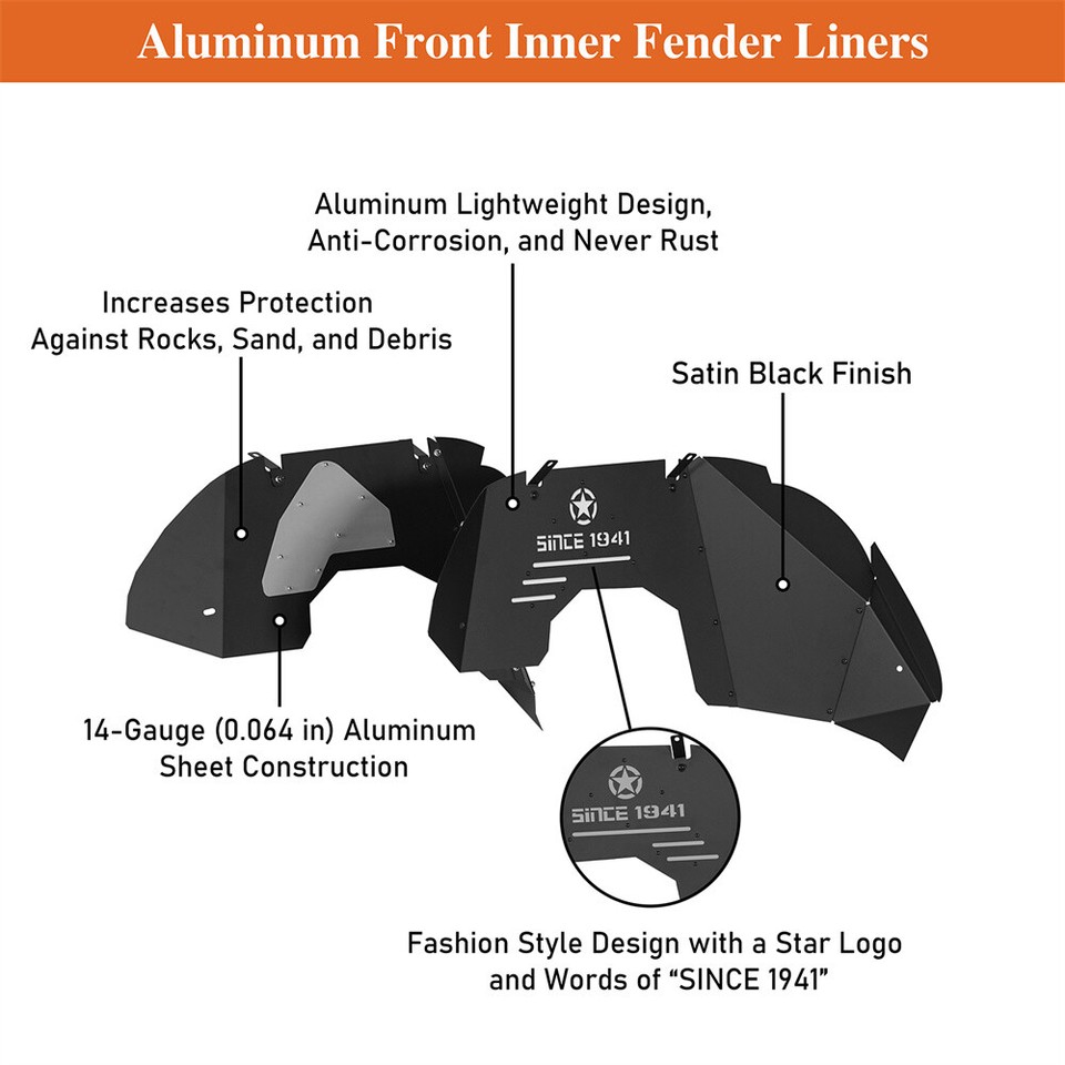 Front or Rear Inner Fender Liner Guard Fit 18-25 Jeep Wrangler JL ...