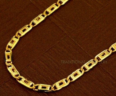 Glossy design 22kt yellow gold Navabi chain necklace royal hallmark ...