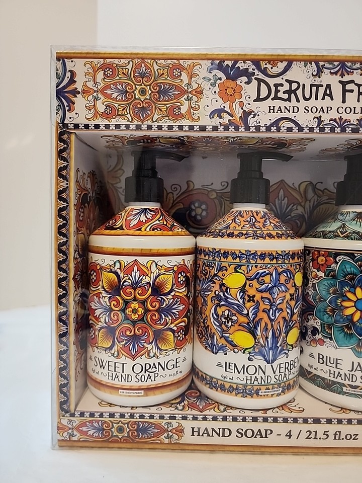 Deruta Fresco Hand Soap Collection 4 Pack 21.5 oz Decorative Bottles w ...