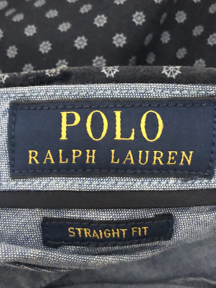Polo Ralph Lauren Linen Blend Mens Size 34 Blue Print Shorts 9" Ship ...