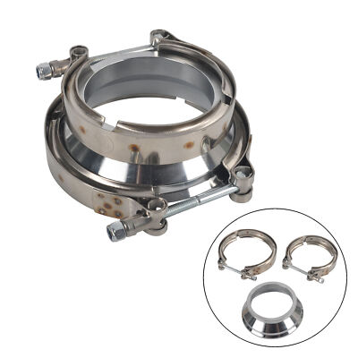 3" to 4" ID Stainless Steel Exhaust V-Band w/ Clamps Adapter Flange ...