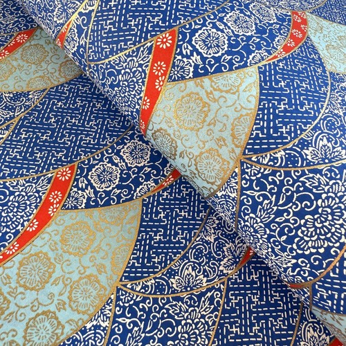 25x37inch Big size Hand-Printed Yuzen Washi Paper 64x95cm Blue Ocean ...