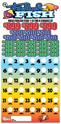 NEW pull tickets FOOLISH FISH CASH BOARD - 30 WINNERS | eBay