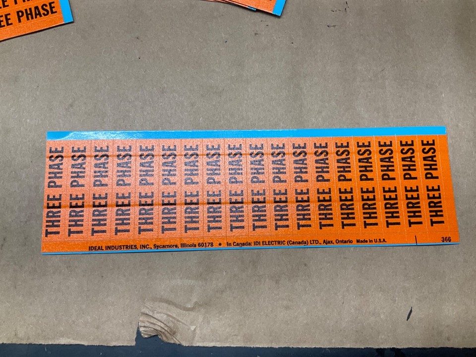 Lot Of 90 Ideal Voltage & Conduit Markers Three Phase 3 PH Decals ...