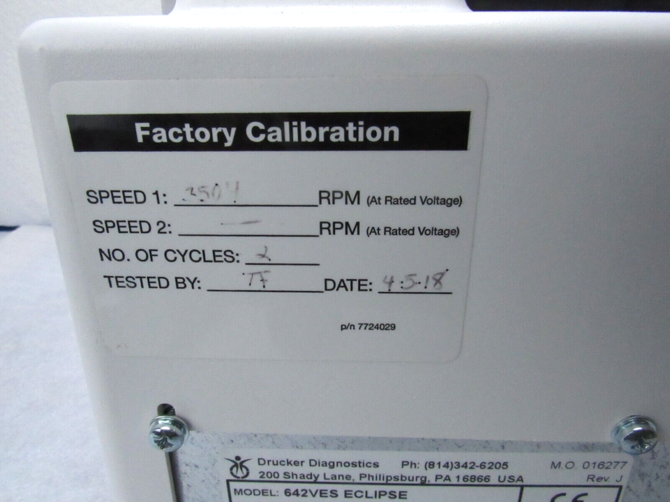 Eclipse 642VES Variable-Speed Centrifuge with 6 Tube Fixed-Angle Rotor ...