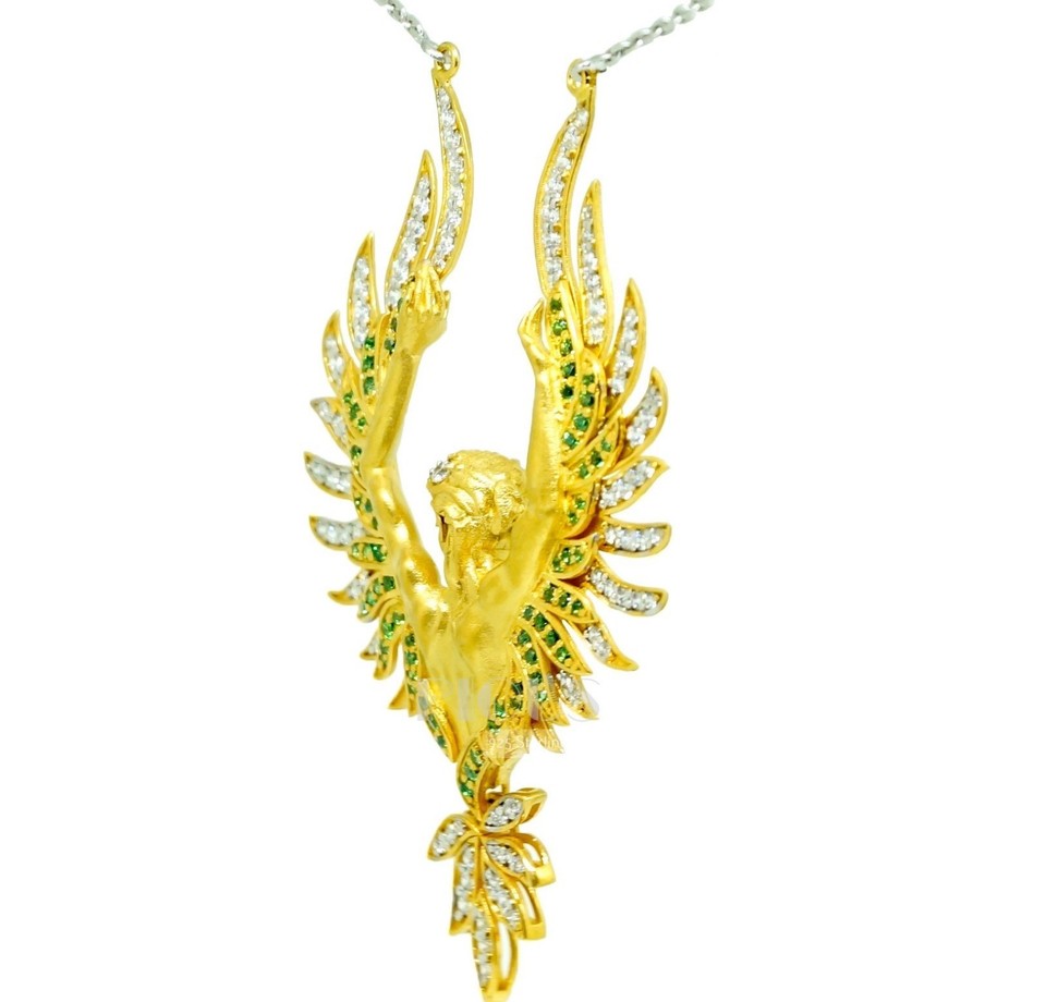 Lady Flying Wings Necklace Pendant 925 Sterling silver gold plated | eBay