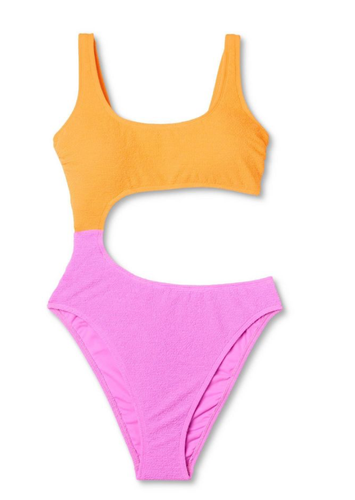 Women's Cut Out One Piece Swimsuit Wild Fable Orange Pink MEDIUM D1 | eBay