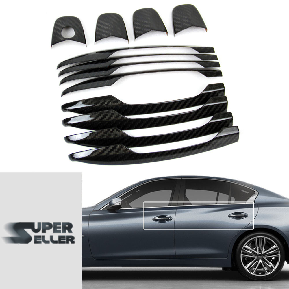 Fit For 2014-2024 Infiniti Q50 4D Sedan Carbon Outside Door Handle ...
