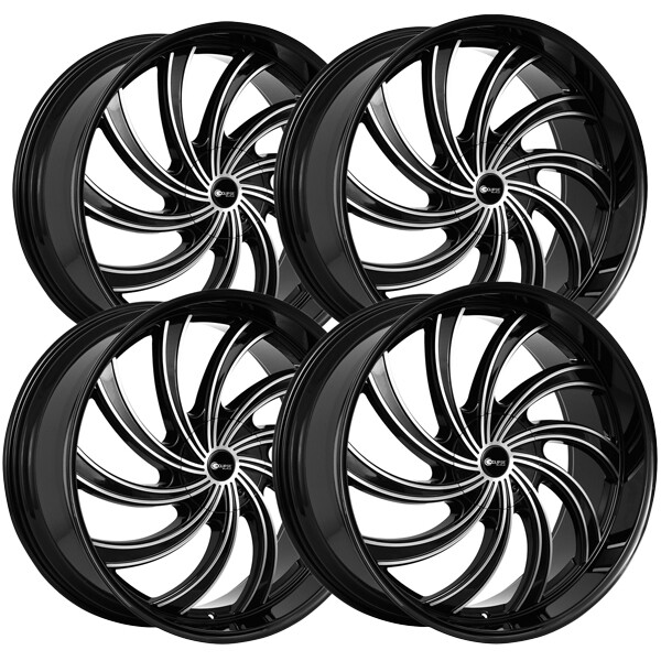 (Set of 4) Eclipse 104 26x10 6x135/6x5.5" +25mm Black/Machined Wheels ...