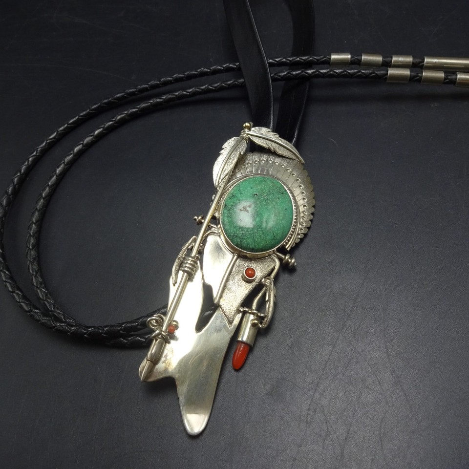 Spectacular RAY WINNER SterlingSilver 14K TURQUOISE CORAL Warrior Chief ...
