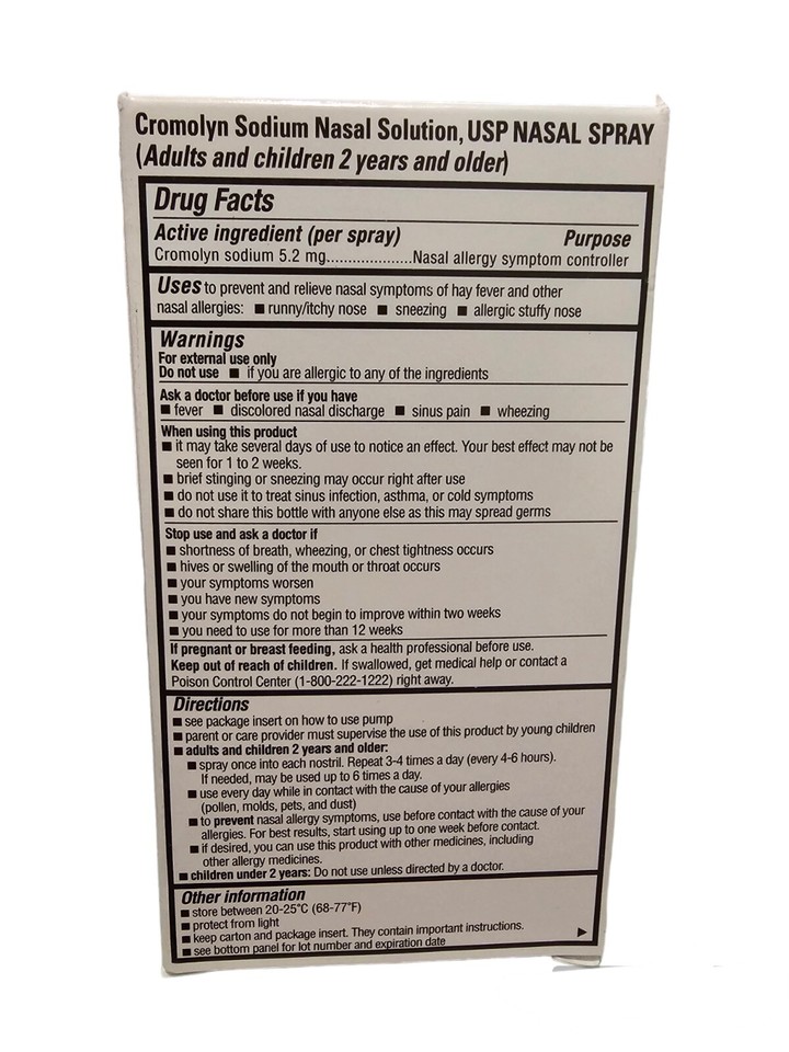 Cromolyn Allergy Nasal Spray 26mL Bottle 200 sprays 357782397263 | eBay