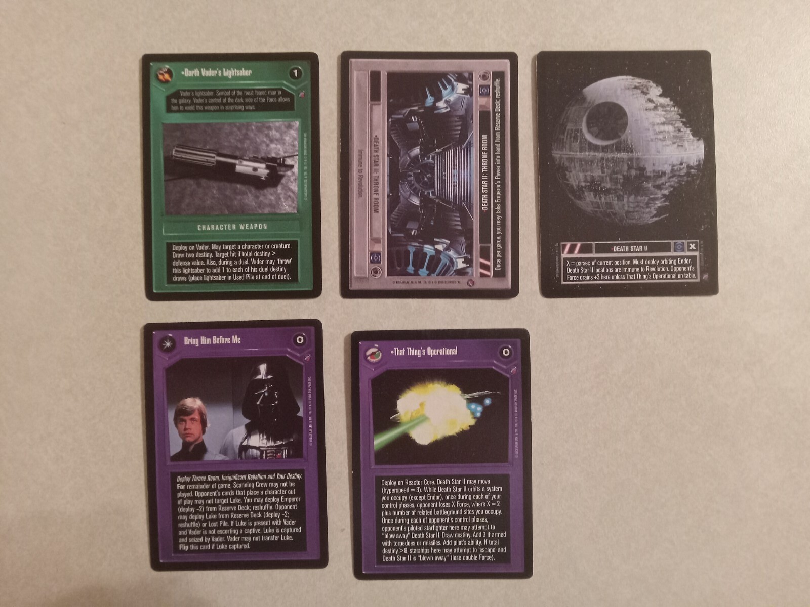 STAR WARS CCG DEATH STAR II DARK SIDE RARE SINGLES SWCCG DS2 DSII ...