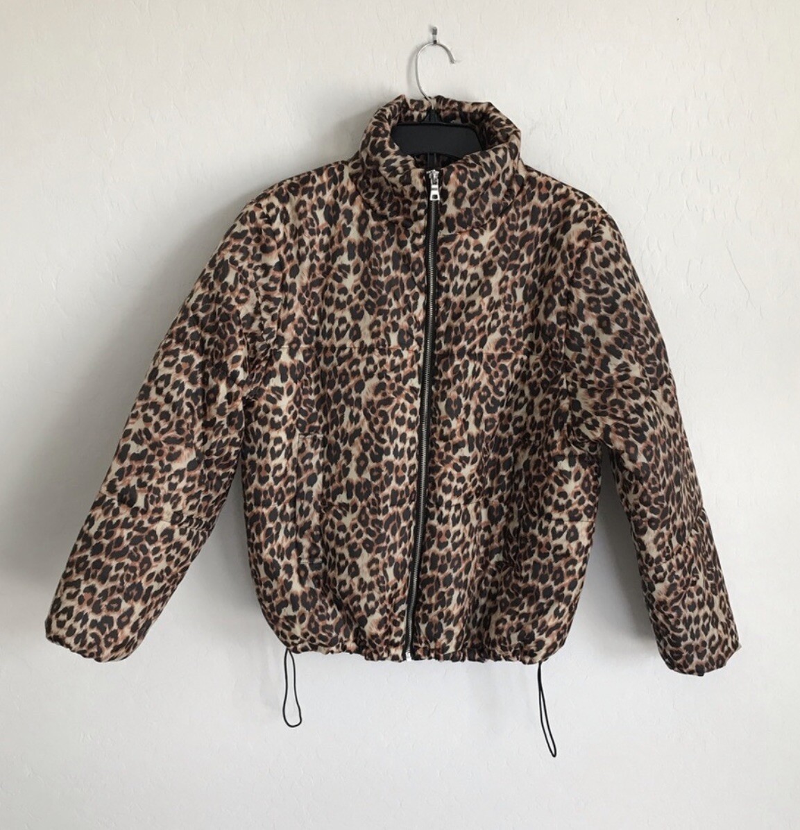KNOW ONE CARED Cheetah Print Puffer Zip Up Jacket NWOT Medium | eBay