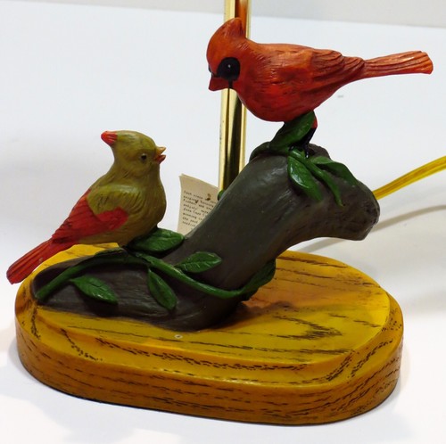 Red Cardinal Birds Table Lamp Fisher Wildlife Carvings Vintage Home ...