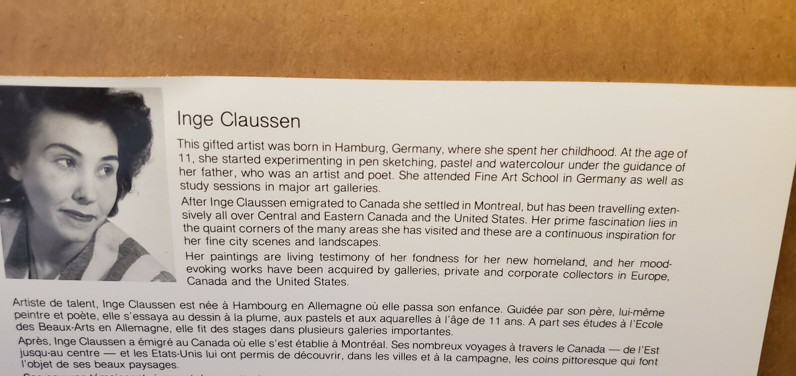 Inge Claussen Signed/Framed "Bonsecours Market" Litho Canadian Art Card ...