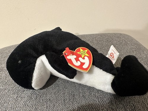 Ty Beanie Babies Waves the Orca Whale RARE W/ multiple Tag Errors FREE ...