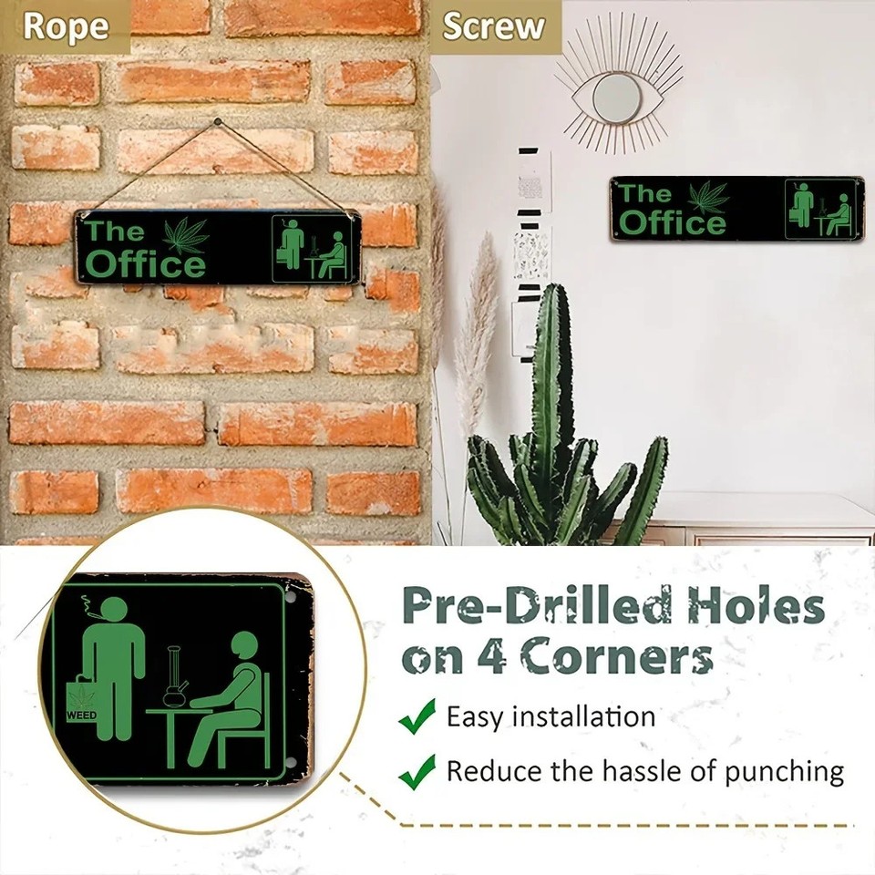 Office Vintage Tin Metal Signs Home Décor, Weed Poster, Street 4x16 ...