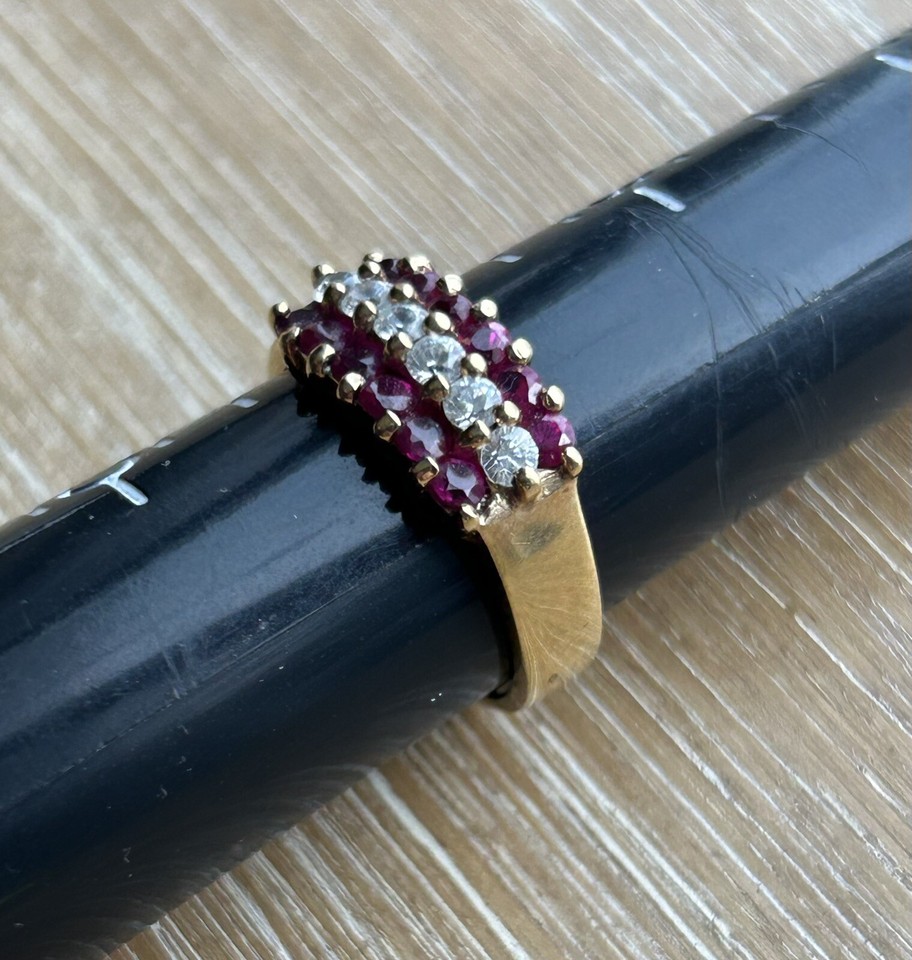 VINTAGE 925 STERLING SILVER RING WITH Genuine Natural Ruby Gemstones SIZE 9. A | eBay