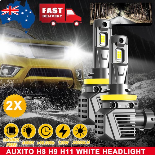 Canbus H11 H8 LED Headlight High Low Beam Bulbs With Fan 22000LM 6500K ...