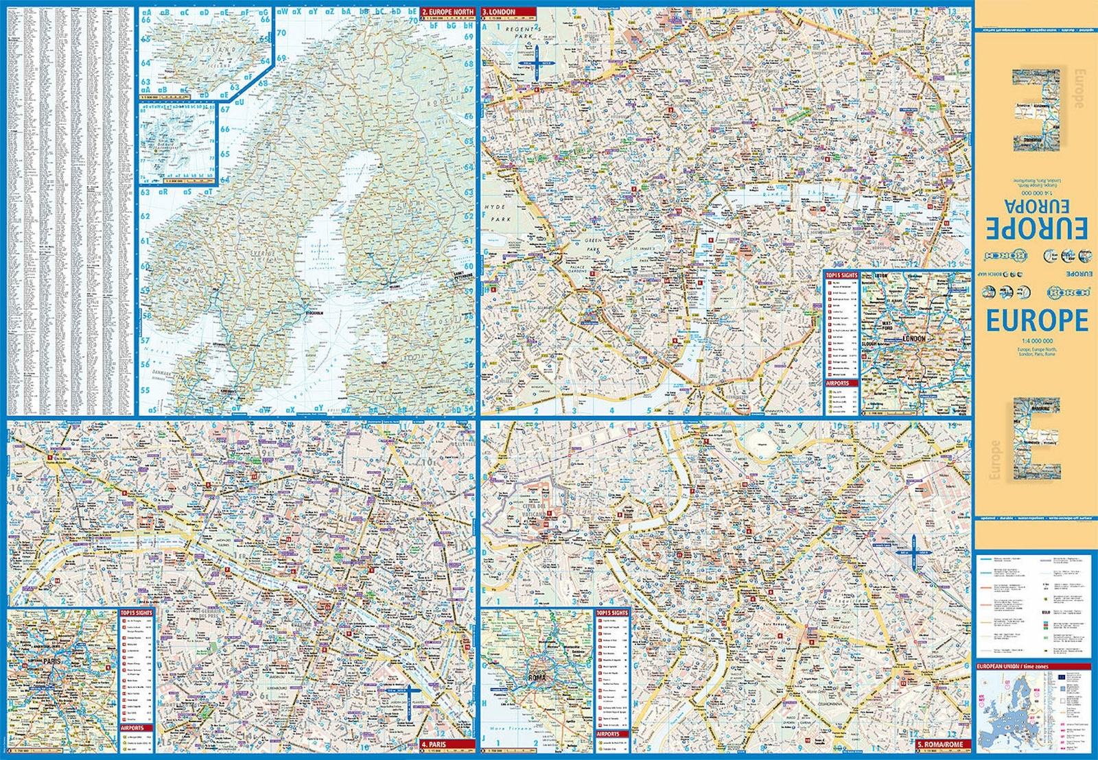 Europe Borch Folded Laminated Map | eBay