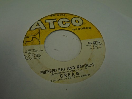CREAM Pressed Rat and Warthog/Anyone For Tennis 45 RPM Atco Records VG+ ...