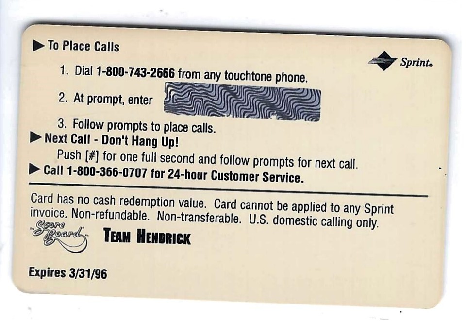 1995 Assets Sprint One Minute Phone Card Jeff Gordon | eBay