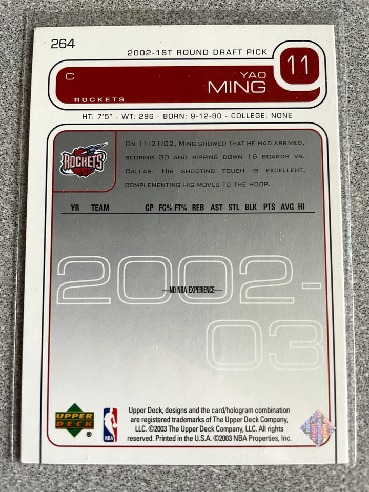 2002-03 Upper Deck Yao Ming Rookie Card #264 Rockets HOF | eBay