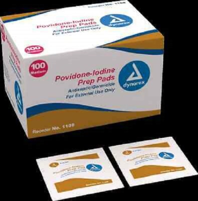 BETADINE POVIDONE IODINE PVP PREPS PREP PADS SWABS WIPES 100/BOX BRAND ...