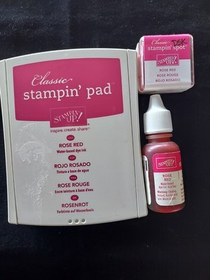 Stampin'Up! ROSE RED Classic Ink Pad, Refill Bottle & Ink Spot-See ...