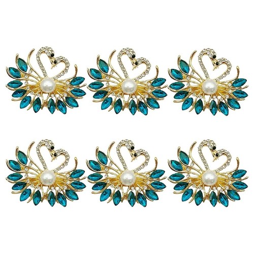 6pcs Swan Napkin Rings Buckle Holder with Blue Rhinestones Valentine s ...