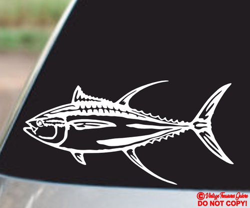 YELLOWFIN TUNA FISH Vinyl Decal Sticker Car Boat Window Bumper Deep Sea ...